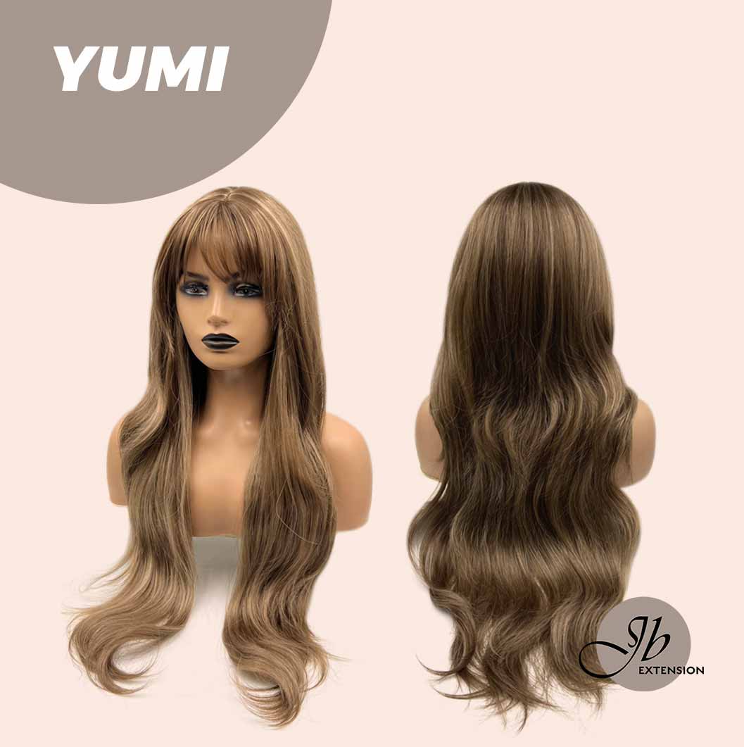 JBEXTENSION 30 Inches Long Light Brown With Highlight Wig With Bangs Y ...