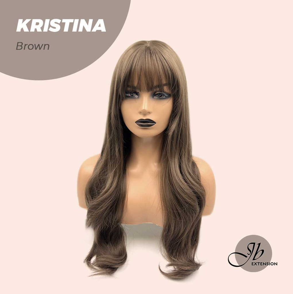 JBEXTENSION 27 INCHES BROWN CURLY WIG WITH FULL BANGS KRISTINA BROWN ...