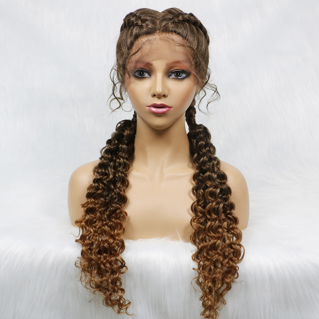 JBEXTENSION 35" Hand-Braided Synthetic Lace Front Box Braided Wigs wit ...